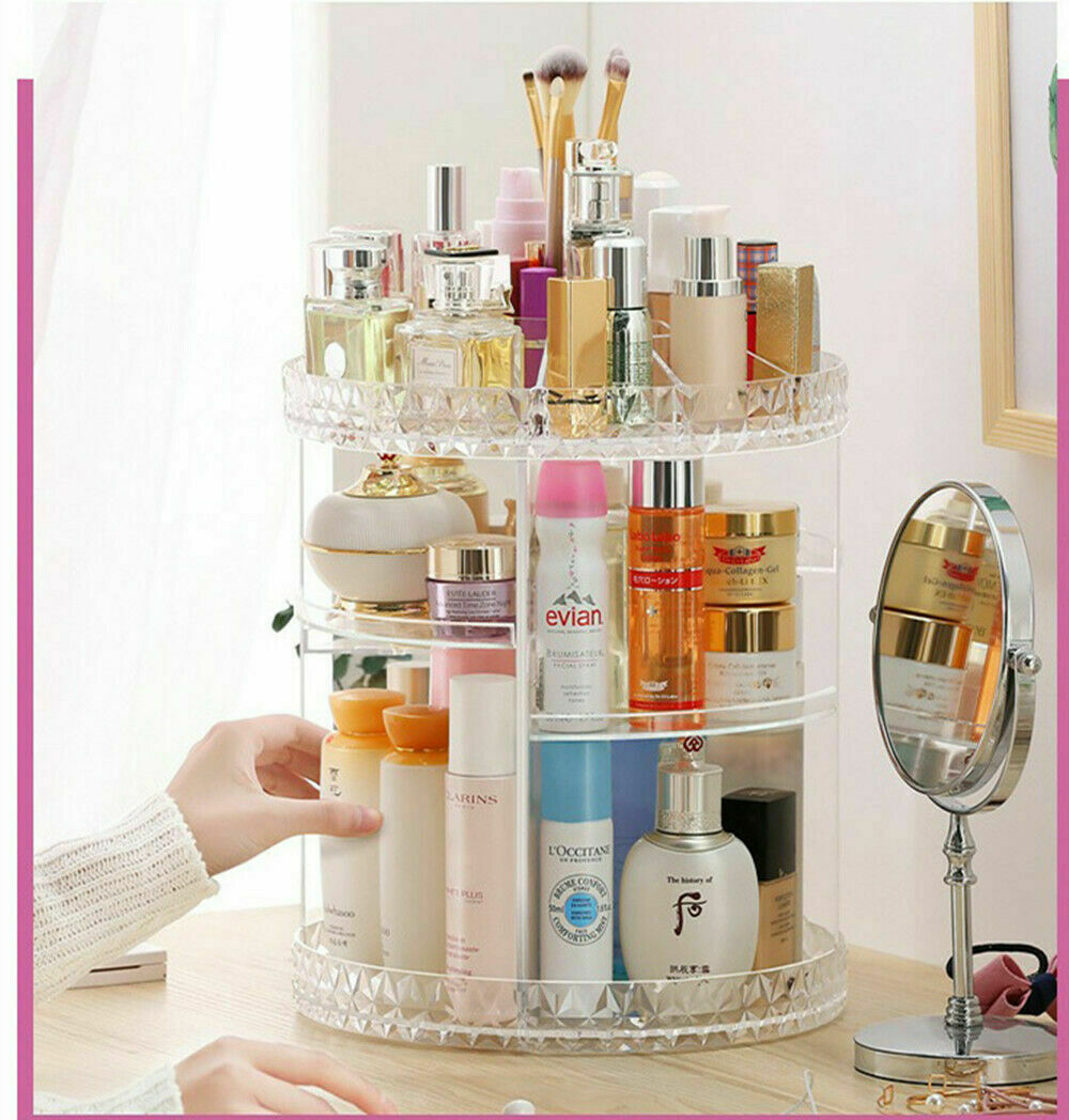 Luxury Makeup Cosmetic Rack Holder 360 Degree Rotating Organizer ...