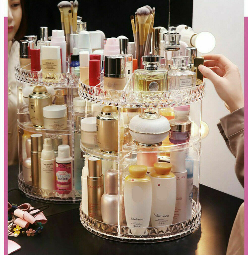 Luxury Makeup Cosmetic Rack Holder 360 Degree Rotating Organizer ...