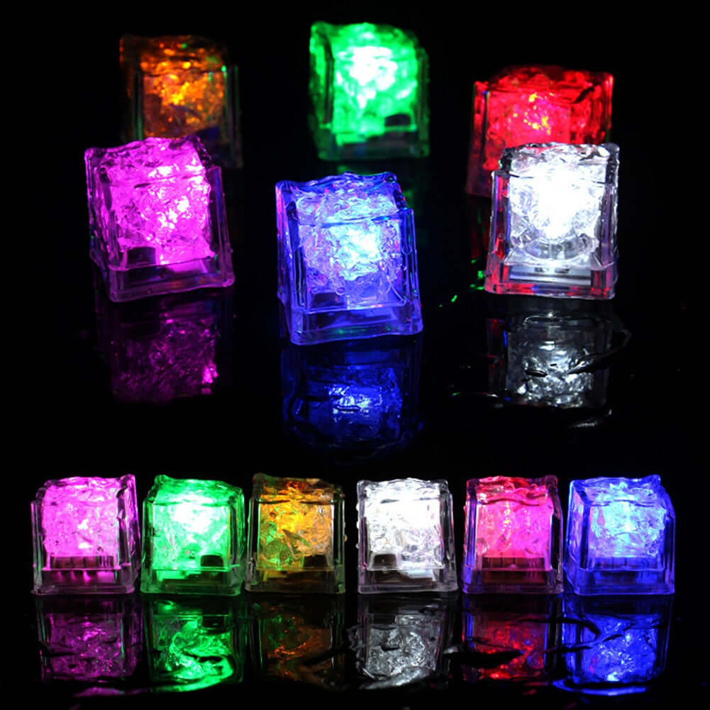3Pcs LED Light Ice Cubes Luminous Night Lamp Party Cup Decoration Glow ...