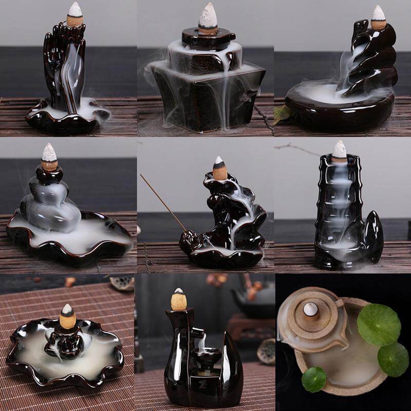 Backflow Incense Burner Waterfall Incense Cone Sticks Holder Home Decor ...