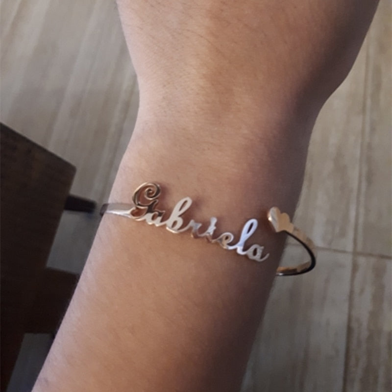Double Layer Nameplate Bangle Personalized Custom Cuff Bangles | Tania ...
