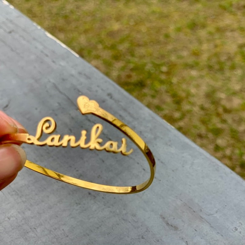 Double Layer Nameplate Bangle Personalized Custom Cuff Bangles | Tania ...