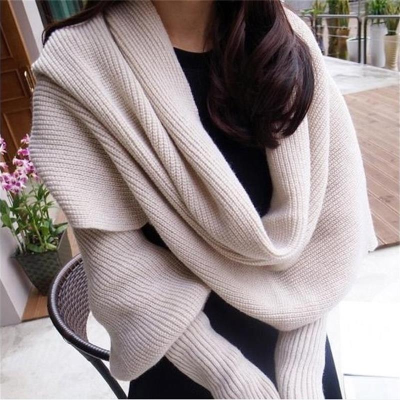 SupSindy European style Winter women long scarf with sleeves wool ...